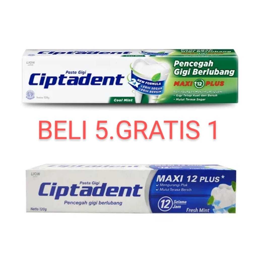 Jual CIPTADENT PASTA GIGI PENCEGAH GIGI BERLUBANG MAXI 12 FRESH MINT 75 ...