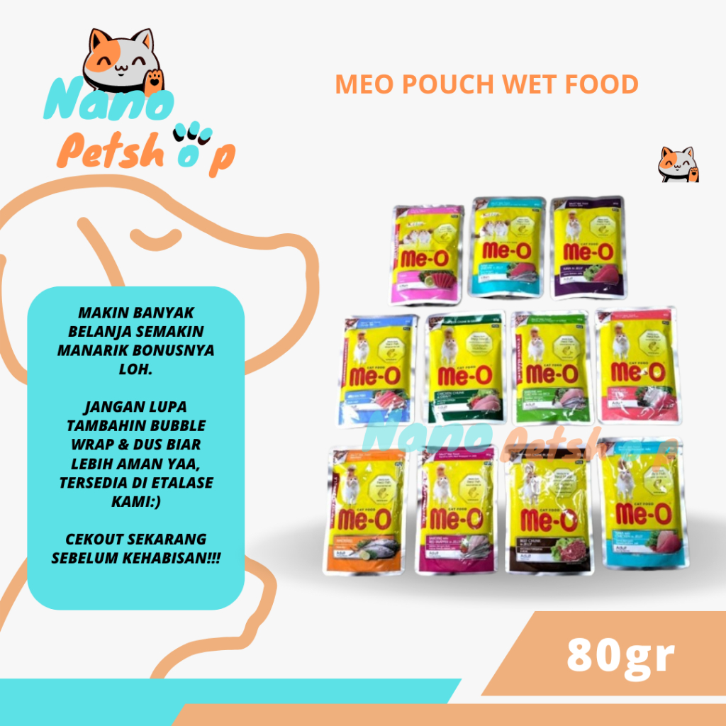 Jual MeO Pouch Cat Food 80gr - Makanan Kucing Basah | Shopee Indonesia