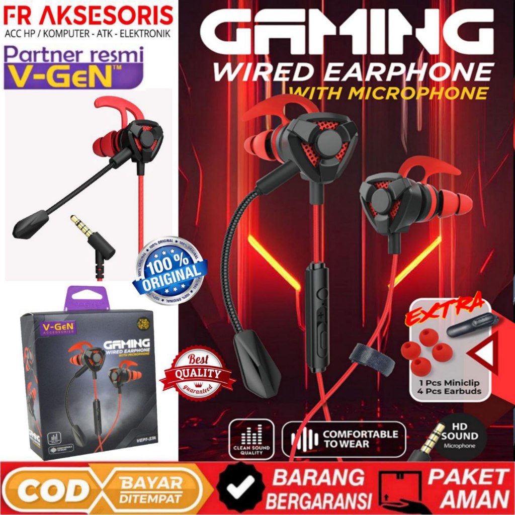 Jual Headset Gaming Dual Microphone Noise Isolating VGEN VEP1-37A ...