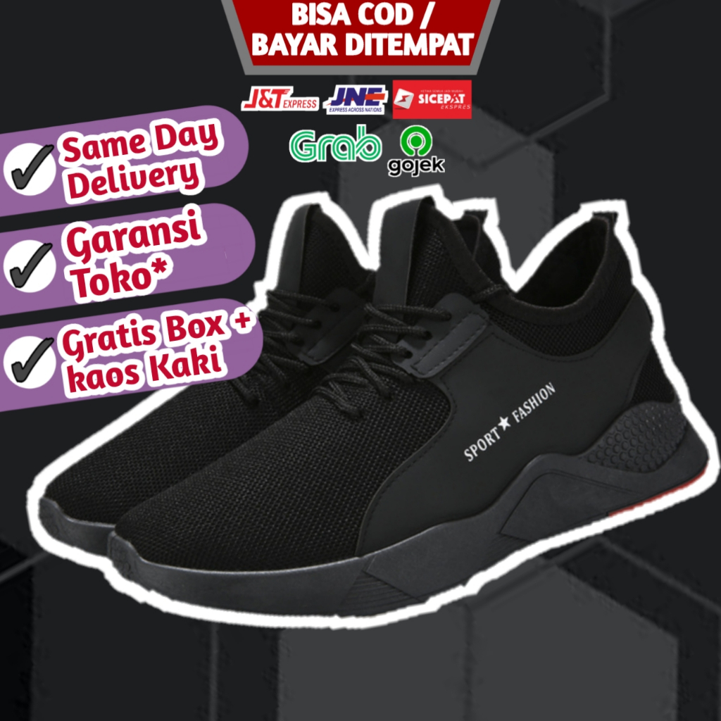 Jual SEPATU FULL BLACK / SNEAKERS HITAM / SEPATU FULL HITAM / SEPATU ...