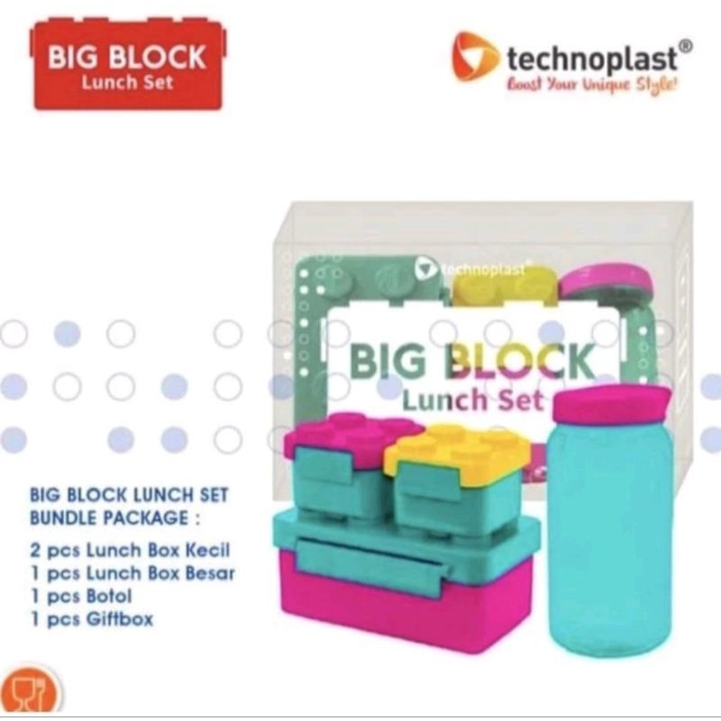 Jual TECHNOPLAST Big Block Lunch Set Kotak Makan Lego | Shopee Indonesia