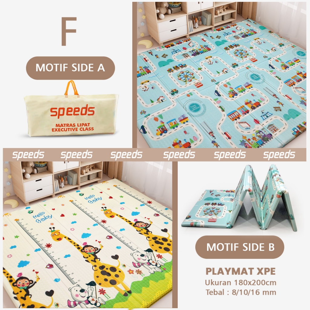 Jual SPEEDS 180x200x16-20mm Playmate Bayi Karpet Lipat Playmat Matras ...