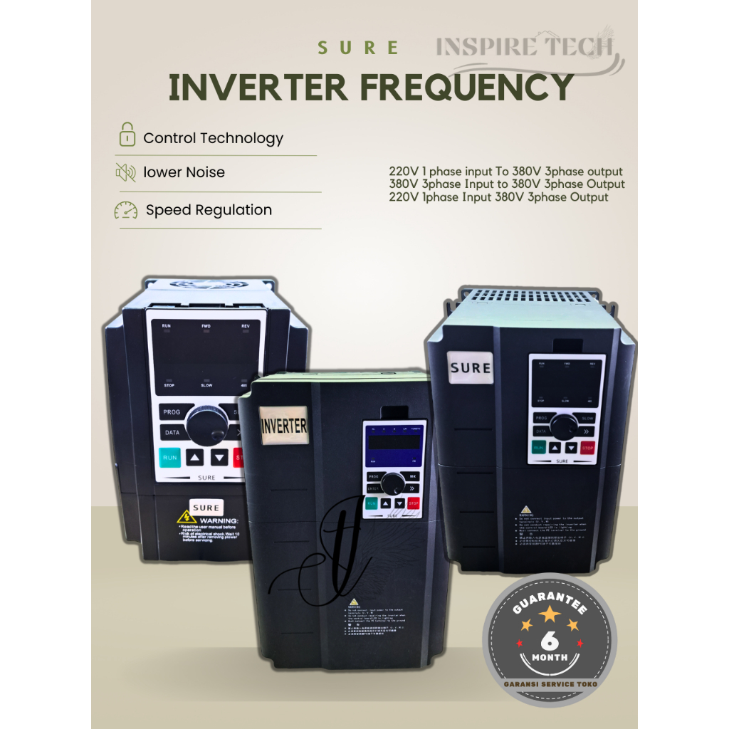 Jual SURE INVERTER 5.5KW 220V/380V/220V to 380V Variable Drive Series ...