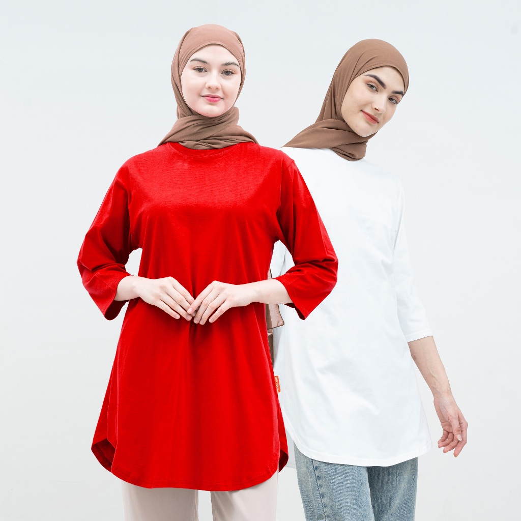 Jual KAOS POLOS WANITA MODEL TUNIK MERAH PUTIH | Shopee Indonesia