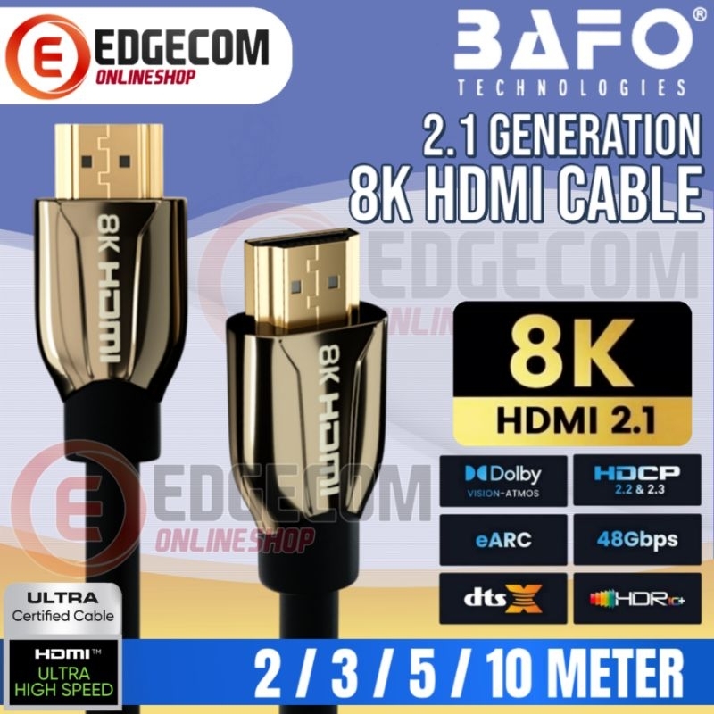 Jual BAFO Kabel HDMI V2.1 8K 4K UltraHD High Speed 2 / 3 / 5 METER Original BAFO | Shopee Indonesia