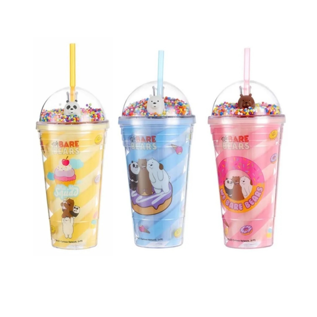 Jual MINISO We Bare Bears Tumbler Lucu Dengan Sedotan - Botol Minum ...