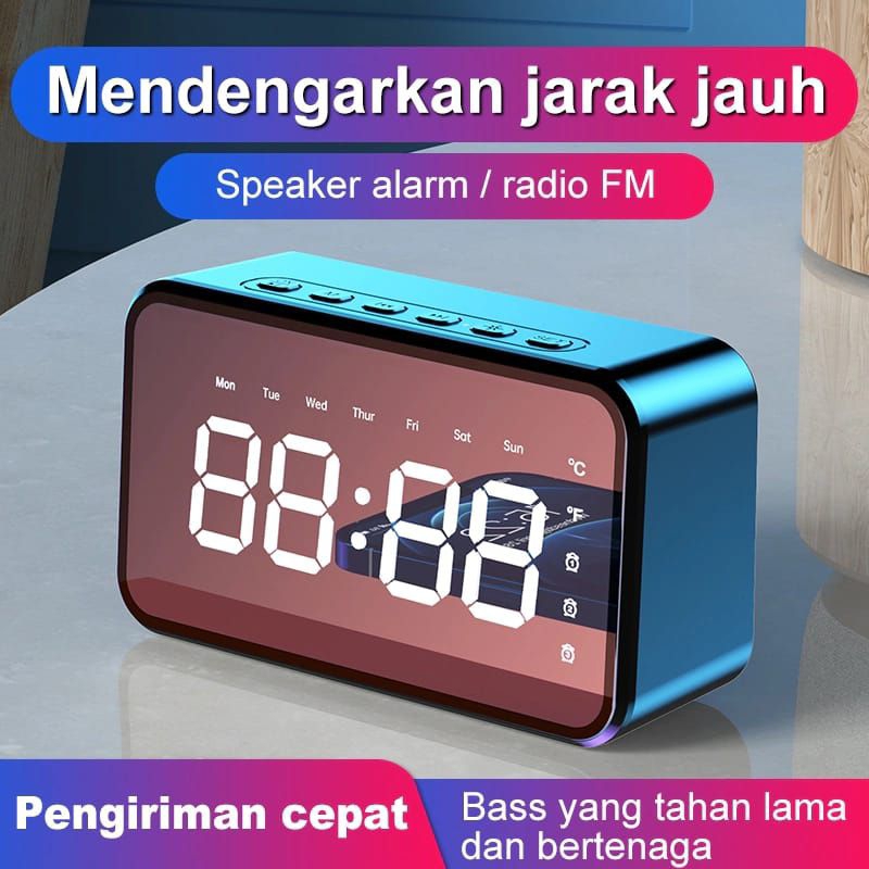 Jual Speaker Bluetooth Jam Alarm LED Display | Shopee Indonesia