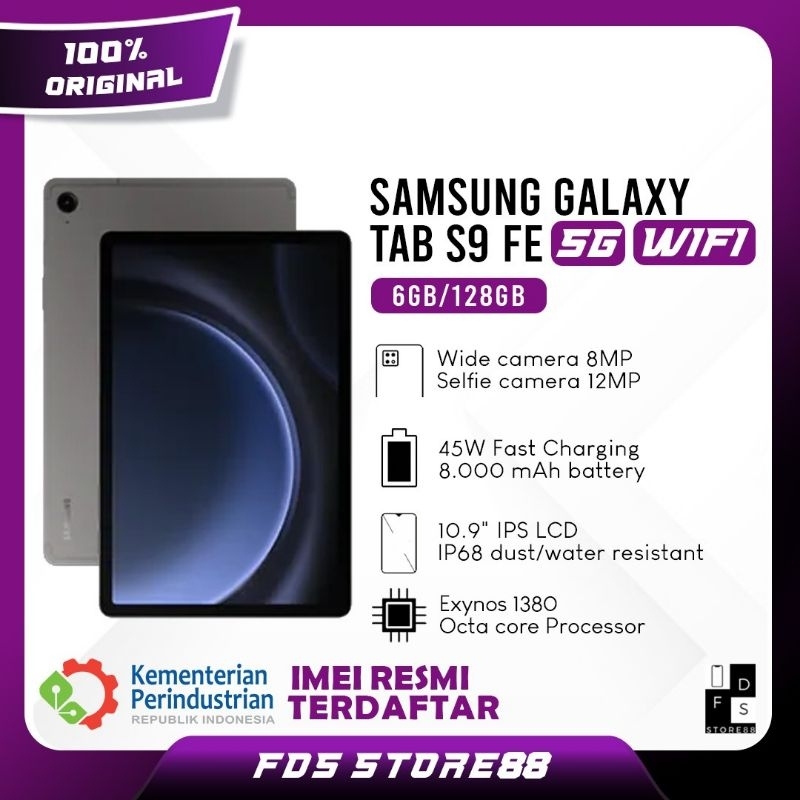 Jual Samsung Galaxy Tab S9 FE 5G 6/128 GB | Tab S9 FE Wifi 6/128 GB Original | Shopee Indonesia