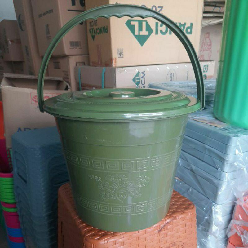 Jual Timba Gagang Plastik Tutup 3gl Hijau / Timba Tutup / Timba Plastik ...