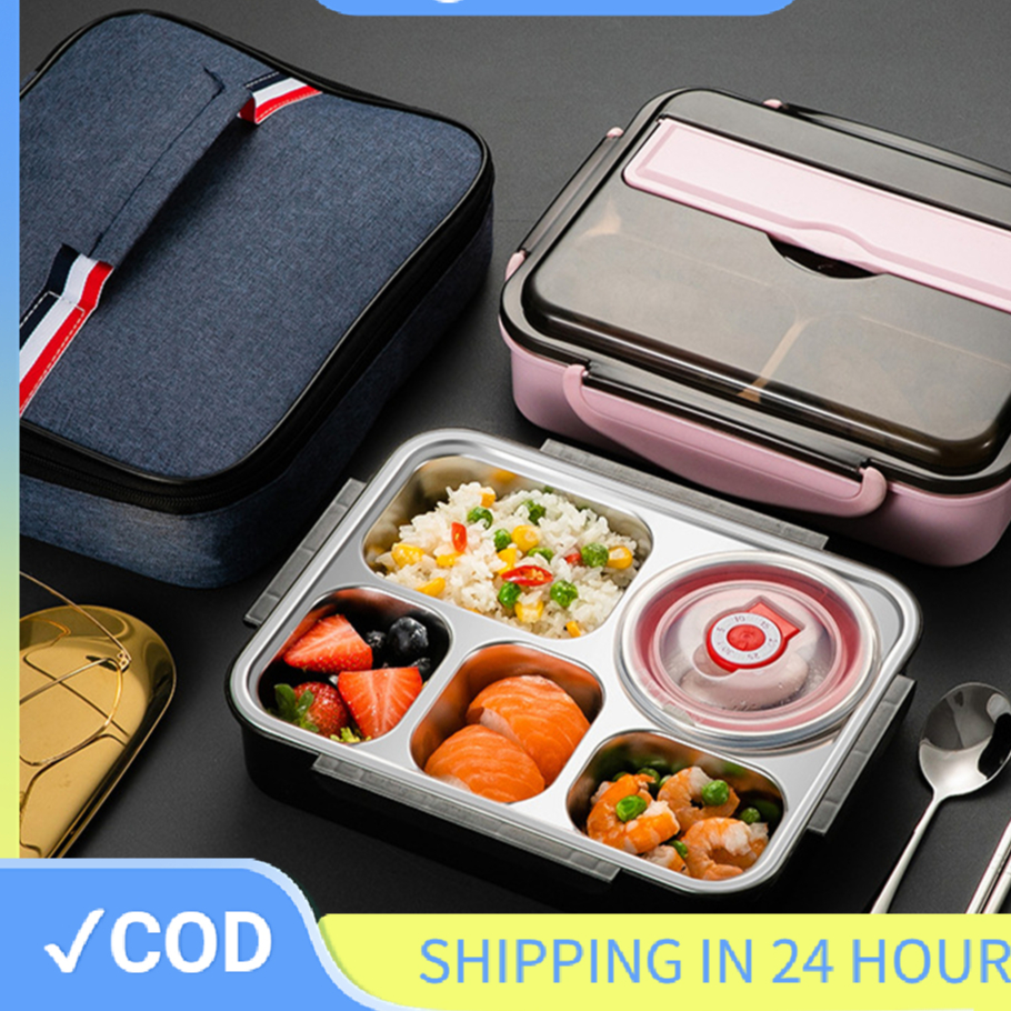 Jual Lunch Box Kotak Tempat Makan Bekal Nasi Set 5 Sekat Stainless Anti ...