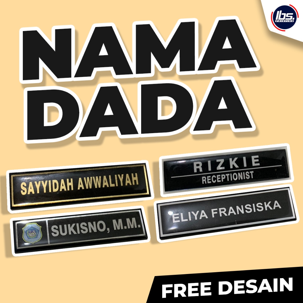 Jual NAMA DADA / NAME TAG RESIN AKRILIK PENITI | MAGNET | Shopee Indonesia