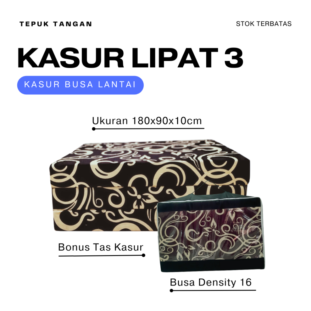 Jual KASUR BUSA LIPAT 3 UK 180x90 TEBAL 10CM / KASUR TRAVEL BED ...
