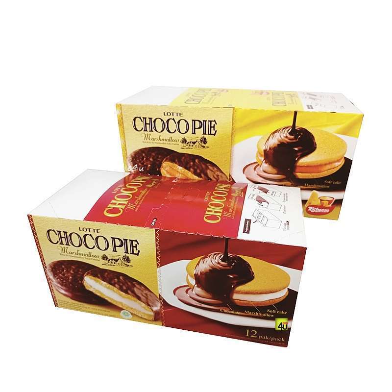 Jual Lotte Choco Pie Marshmallow Cake Choco Richeese 312G 1 Box Isi 12 ...