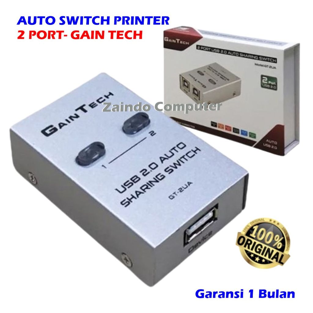 Jual AUTO SWITCH PRINTER 2 PORT GAIN TECH / USB SHARING SWITCH PRINTER 2 PORT GAINTECH AUTO ...