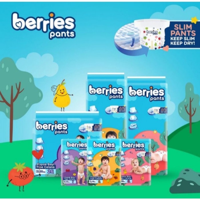 Jual Berries Pants Popok Bayi Celana M34 / L30 / XL26 | Shopee Indonesia