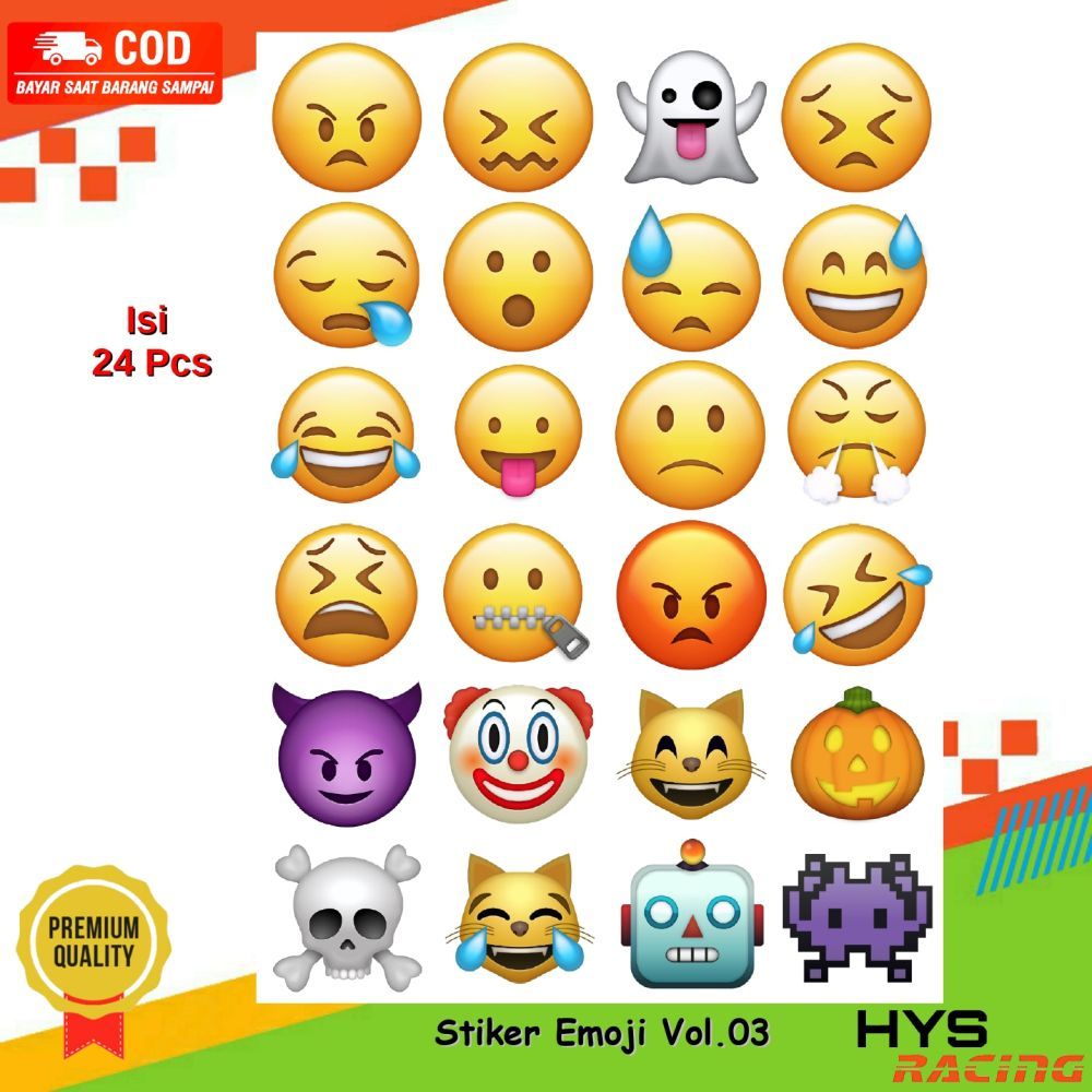 Jual Stiker Helm Motor Sticker Pack WhatsApp Emoji Emoticon - Mobil ...