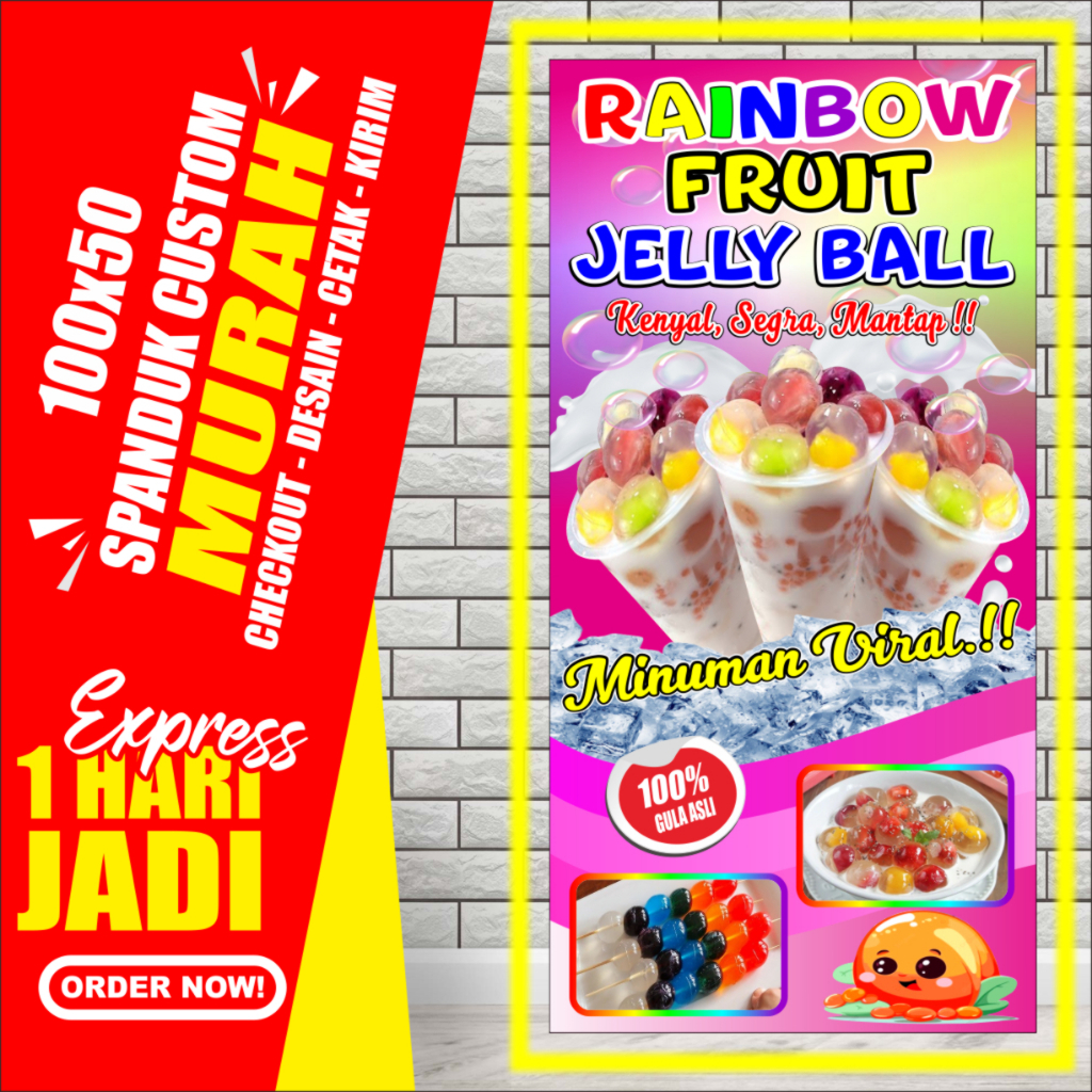 Jual banner Jelly Ball / Spanduk Fruit Jelly Ball, Ukuran 100x50 cm ...