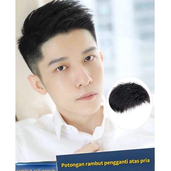 Jual Meroket Wig pria rambut pendek rambut asli mulus tak terlihat tak ...