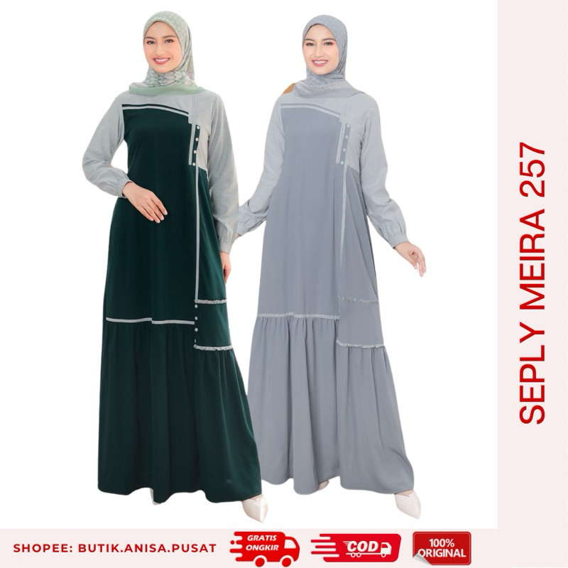 Jual SEPLY Gamis Meyra 257 Green dan Grey | Shopee Indonesia