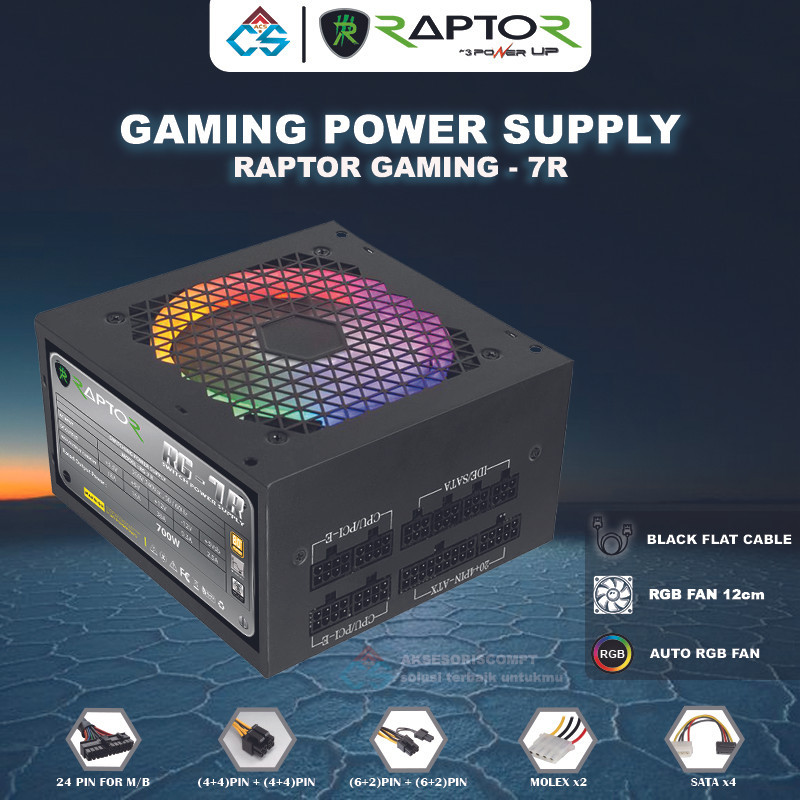 Jual Power Supply RAPTOR 700Watt RG 7R - PSU GAMING RGB 700W FULL ...