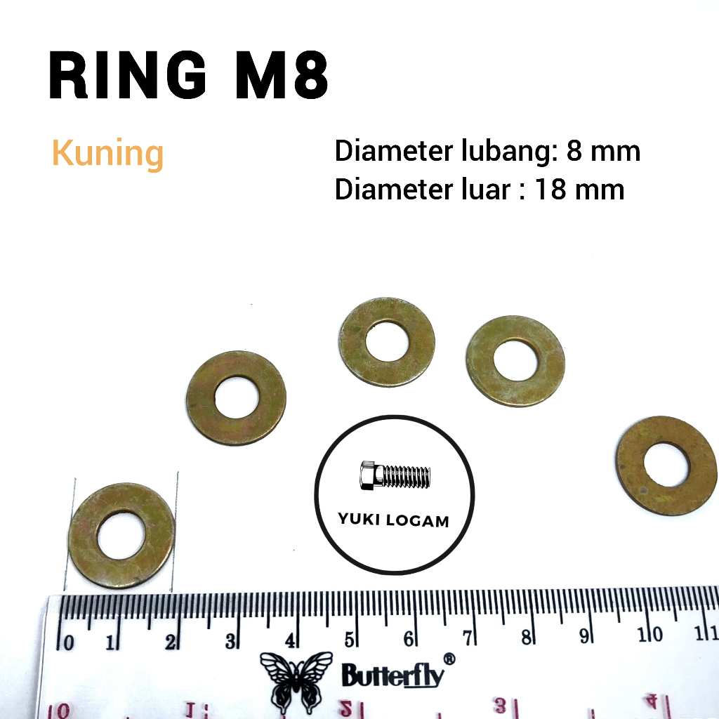 Jual 100 pcs Ring M8 warna kuning cocok untuk baut M8 kuning | Shopee ...