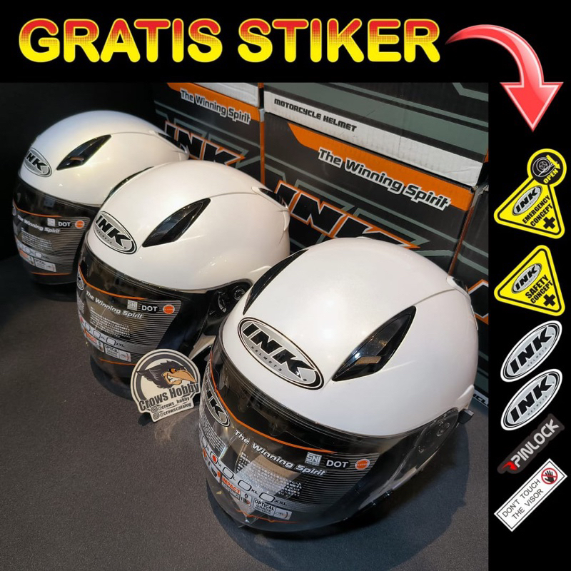 Jual HELM INK METRO 2 ORIGINAL DOUBLE VISOR Solid WHITE GLOSS | Shopee ...