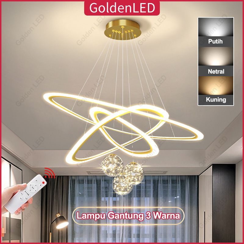 Jual Golden LED Lampu Gantung Ring Modern Minimalis GOLD 3 Ring LED 3 ...