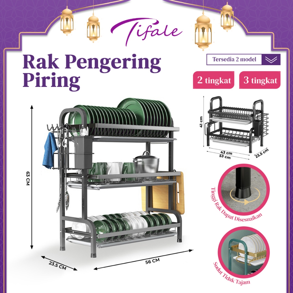 Jual Tifale Rak Piring Rak Cuci Piring Penyimpanan Dapur Stainless ...