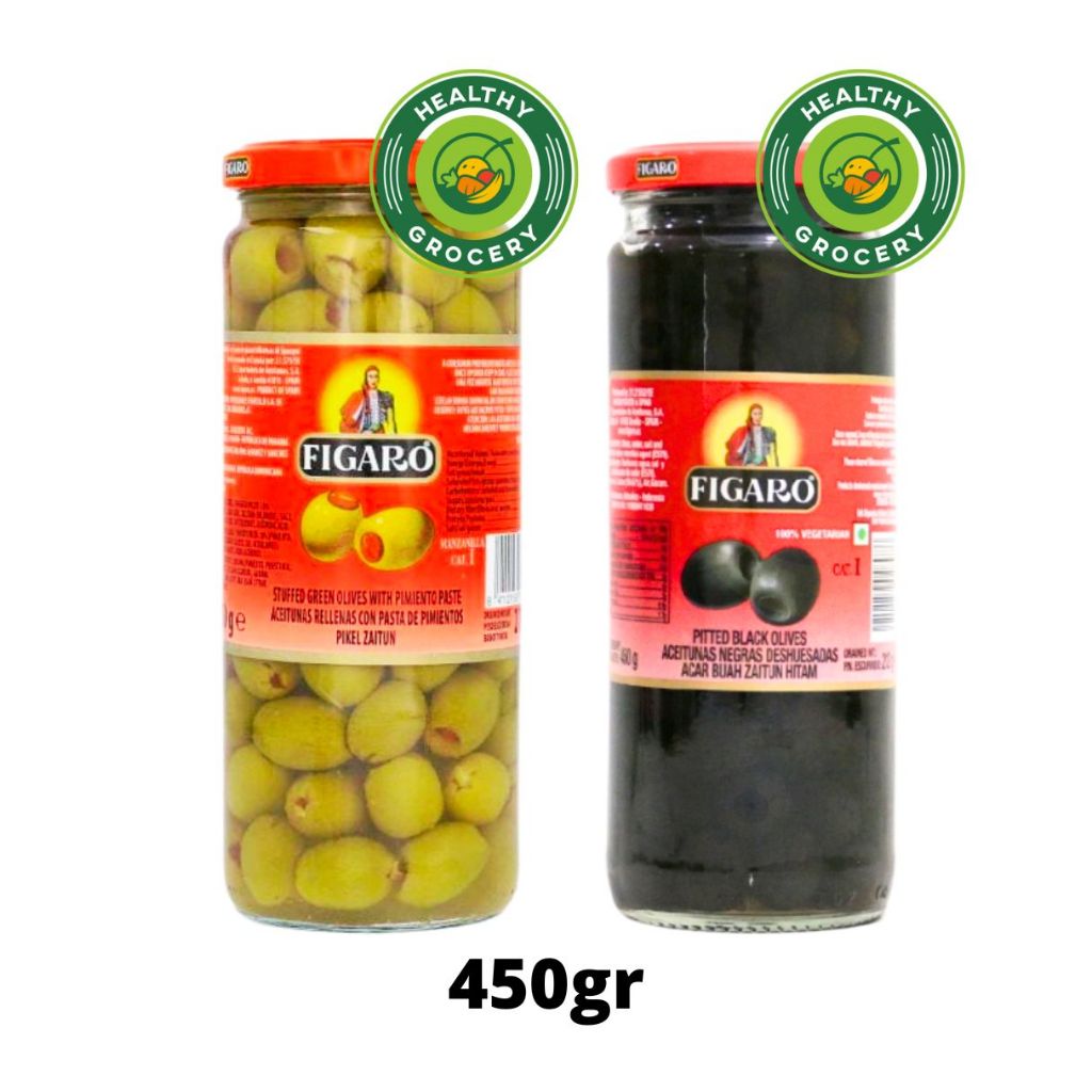 Jual Figaro Green Olive With Pimiento / Pitted Black Olive 450gr In Jar / Pikel Zaitun | Shopee ...