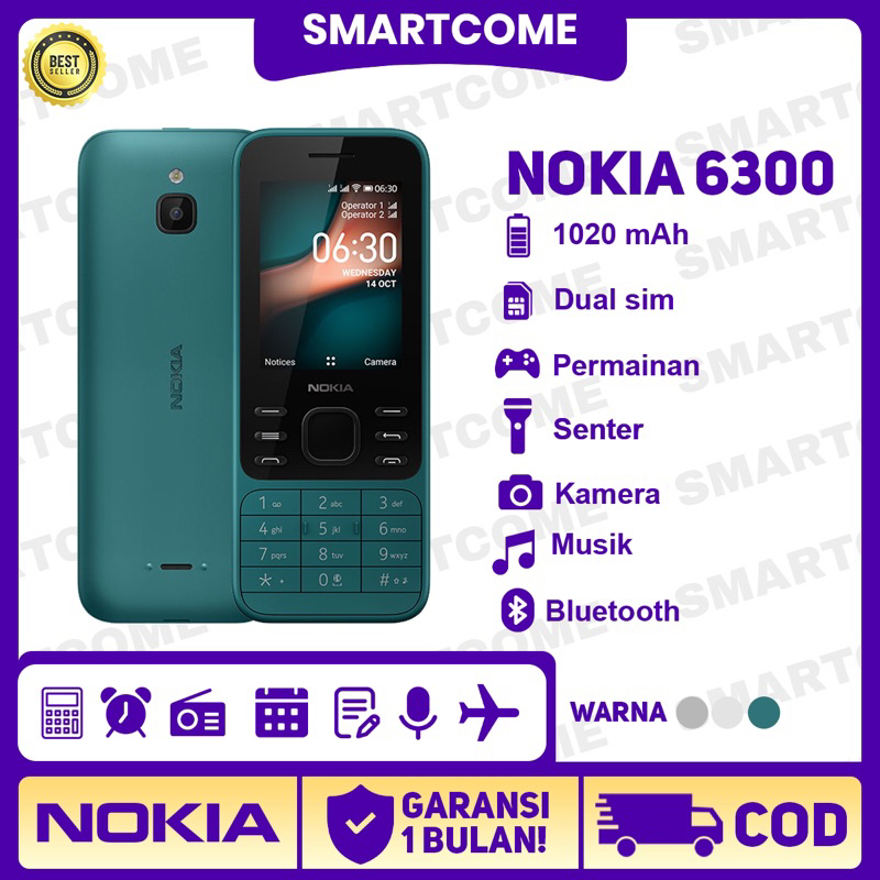 Jual HP NOKIA 6300 Dual SIM Dual Standby candy bar phone | Shopee Indonesia