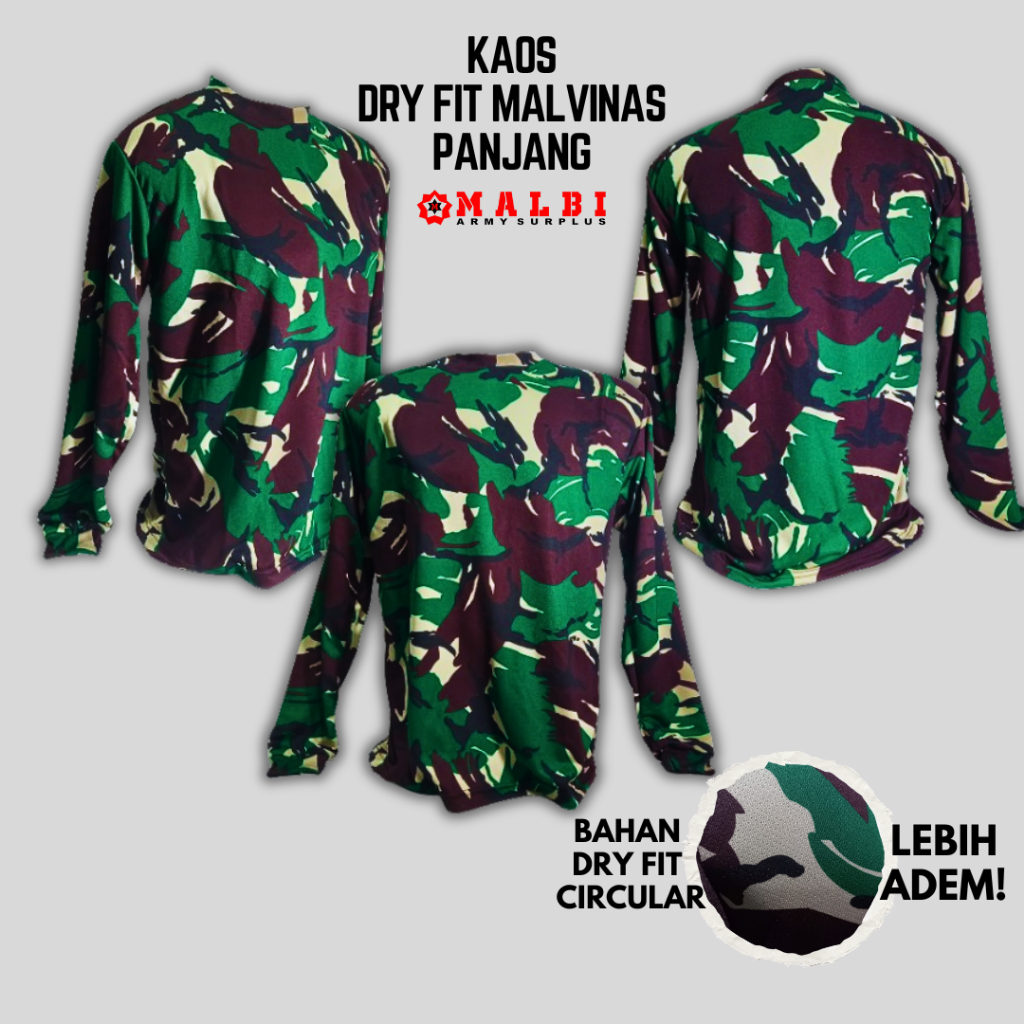 Jual Kaos DRY FIT Loreng Malvinas TNI Lengan Panjang HIGH QUALITY | Shopee Indonesia