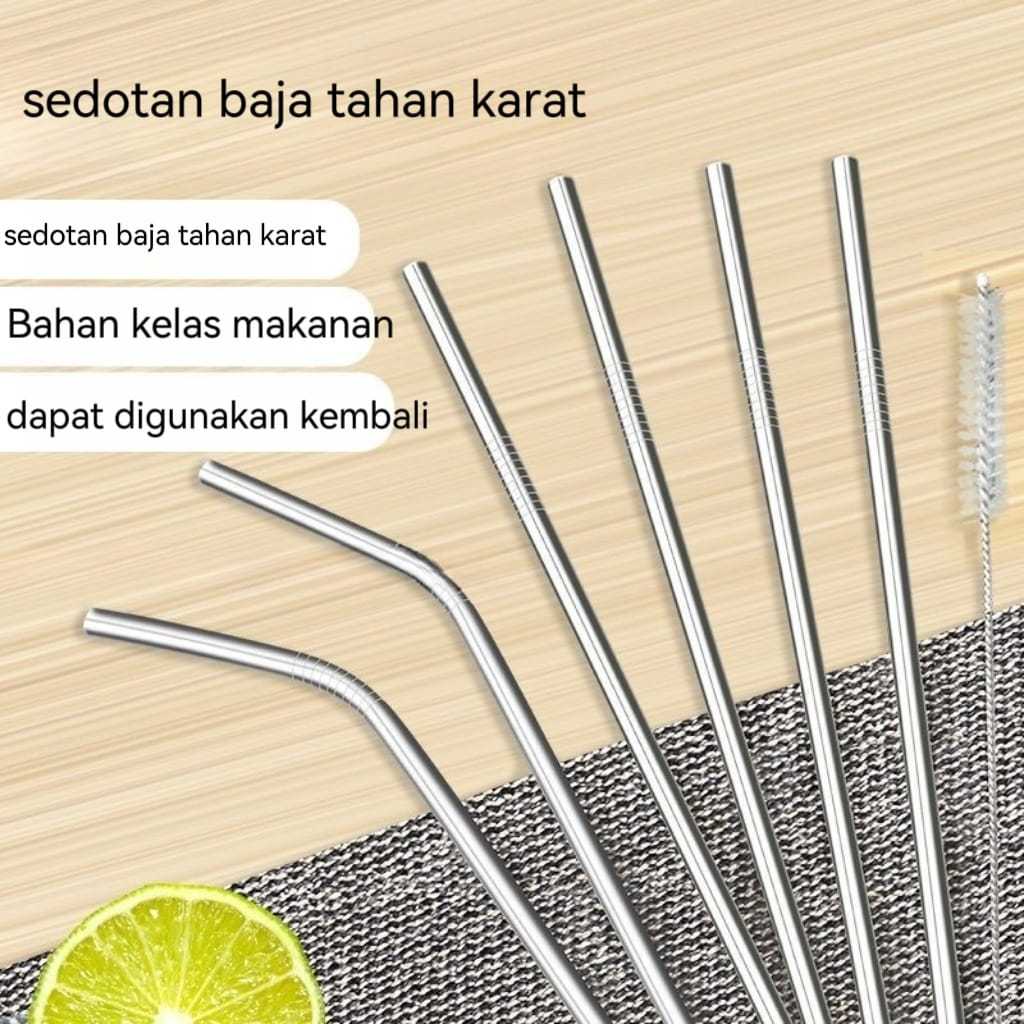 Jual Sedotan Stainless Set Premium 5 in 1 / Sedotan STAINLESS Steel ...