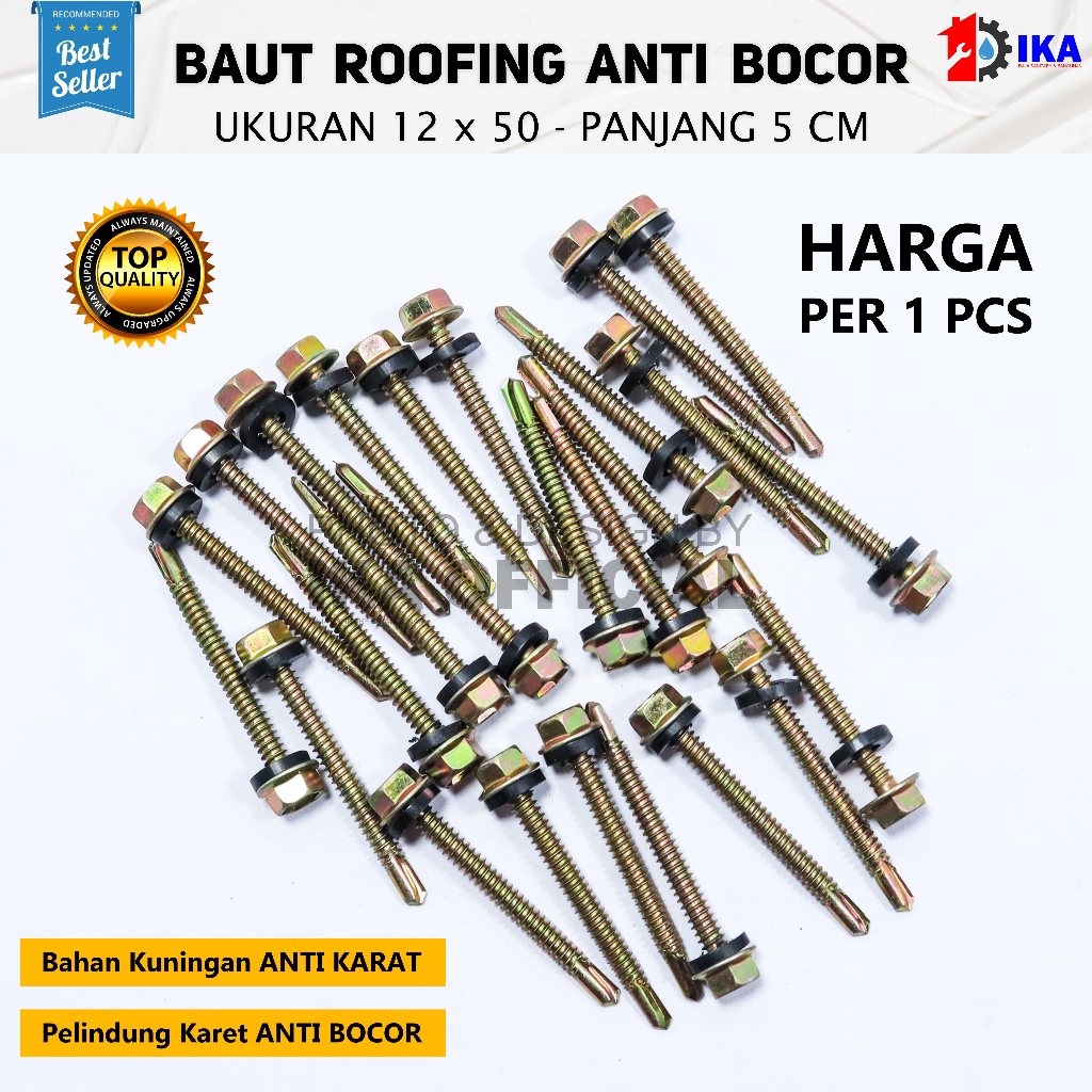 Jual Baut Roofing 50 / Baut Baja Ringan 12 x 50 / 5cm - Sekrup Roofing ...