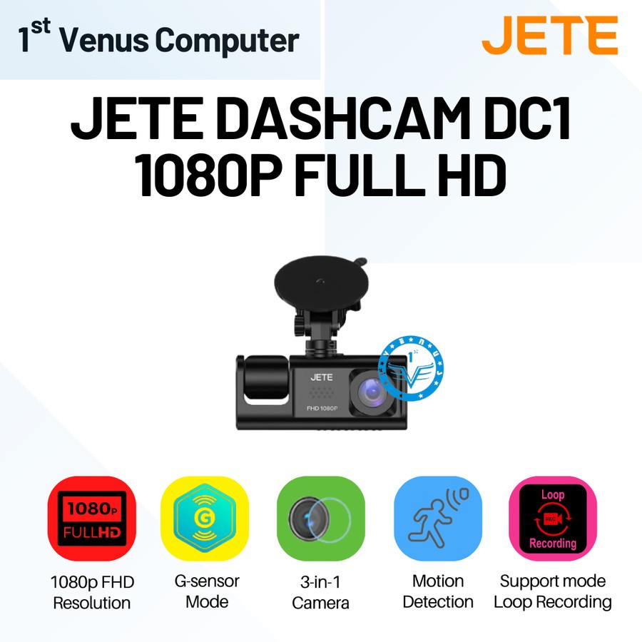 Jual Dashcam JETE DC1 1080p Full HD G-Sensor Motion Detection / JETEC ...