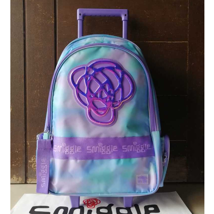 Jual Smiggle backpack trolley with light up wheels / trolley anak sd ...