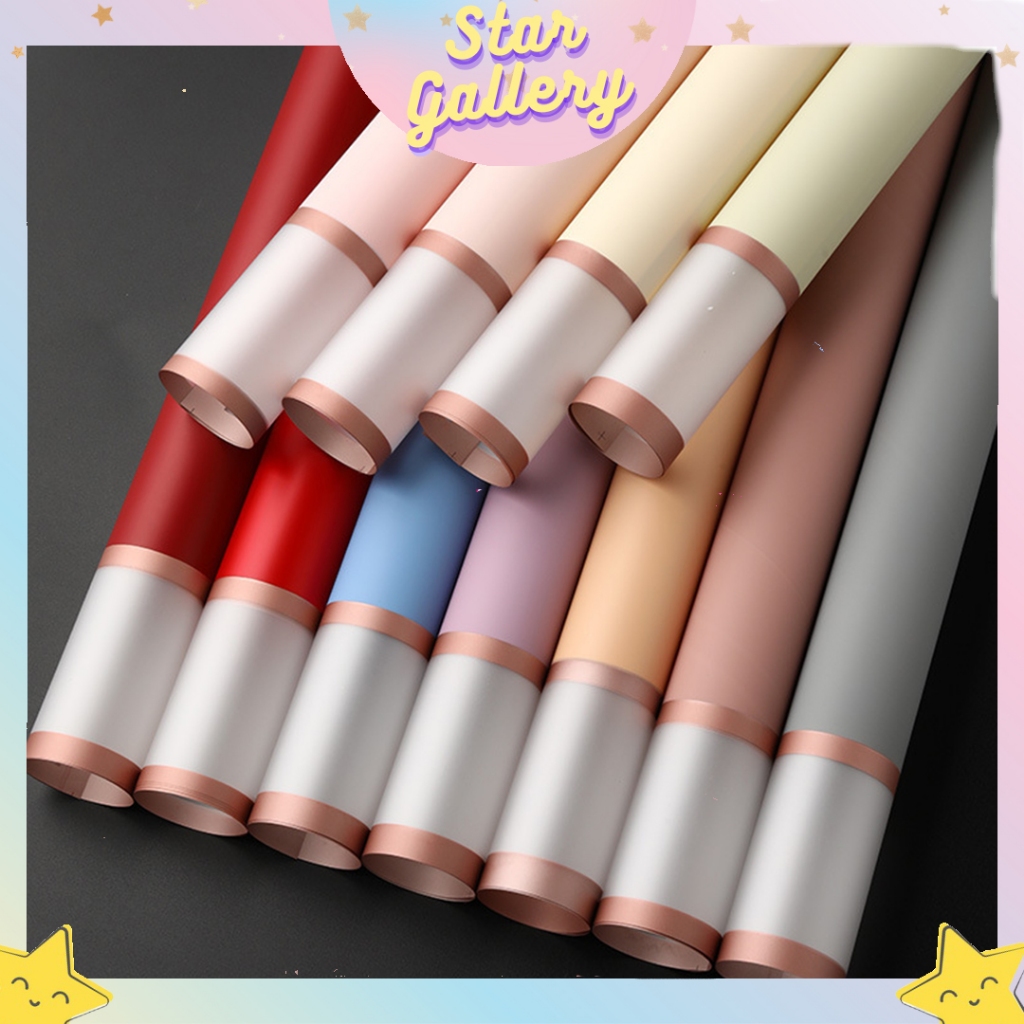 Jual (1 PACK ISI 20 LEMBAR) Kertas Buket Bunga List Gold Transparan ...