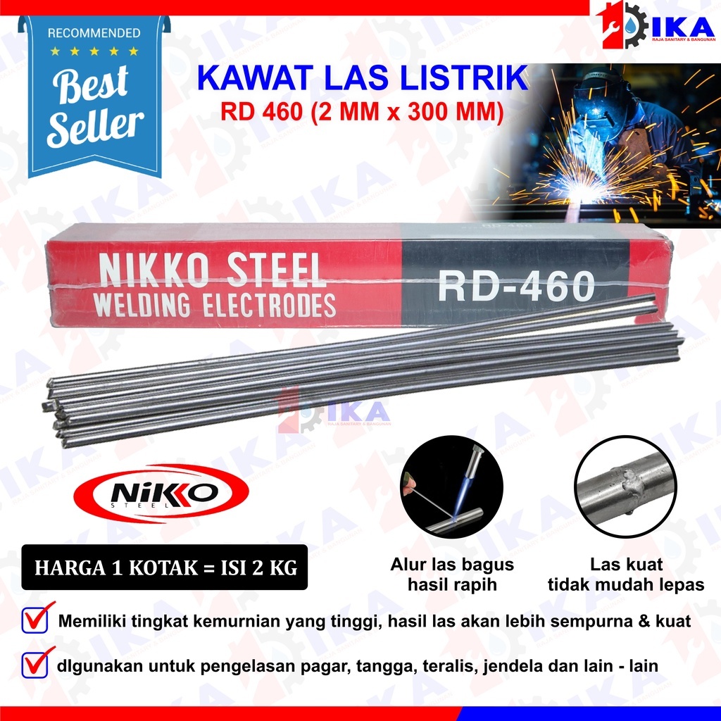 Jual Kawat Las Inventer Nikko Steel 2mm x 300mm Nikko Steel RD 460 Berat 2 Kilo | Shopee Indonesia