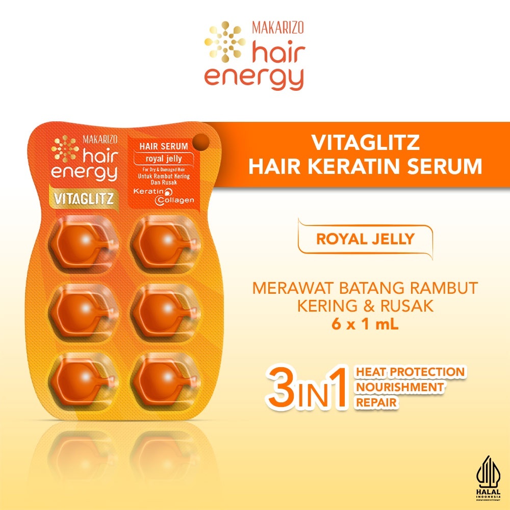 Jual AS Makarizo Hair Energy VITAGLITZ Hair Keratin Serum Vitamin Rambut ROYAL JELLY |Aloe 6 x 1 ...