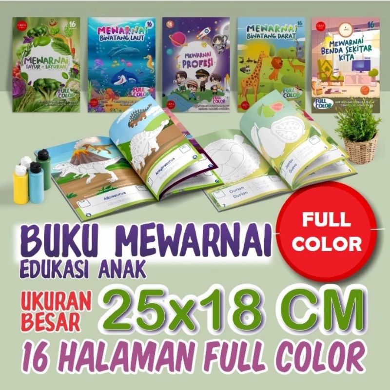 Jual Buku Mewarnai Anak TK PAUD SD | Colouring Book | Ukuran Besar Full ...