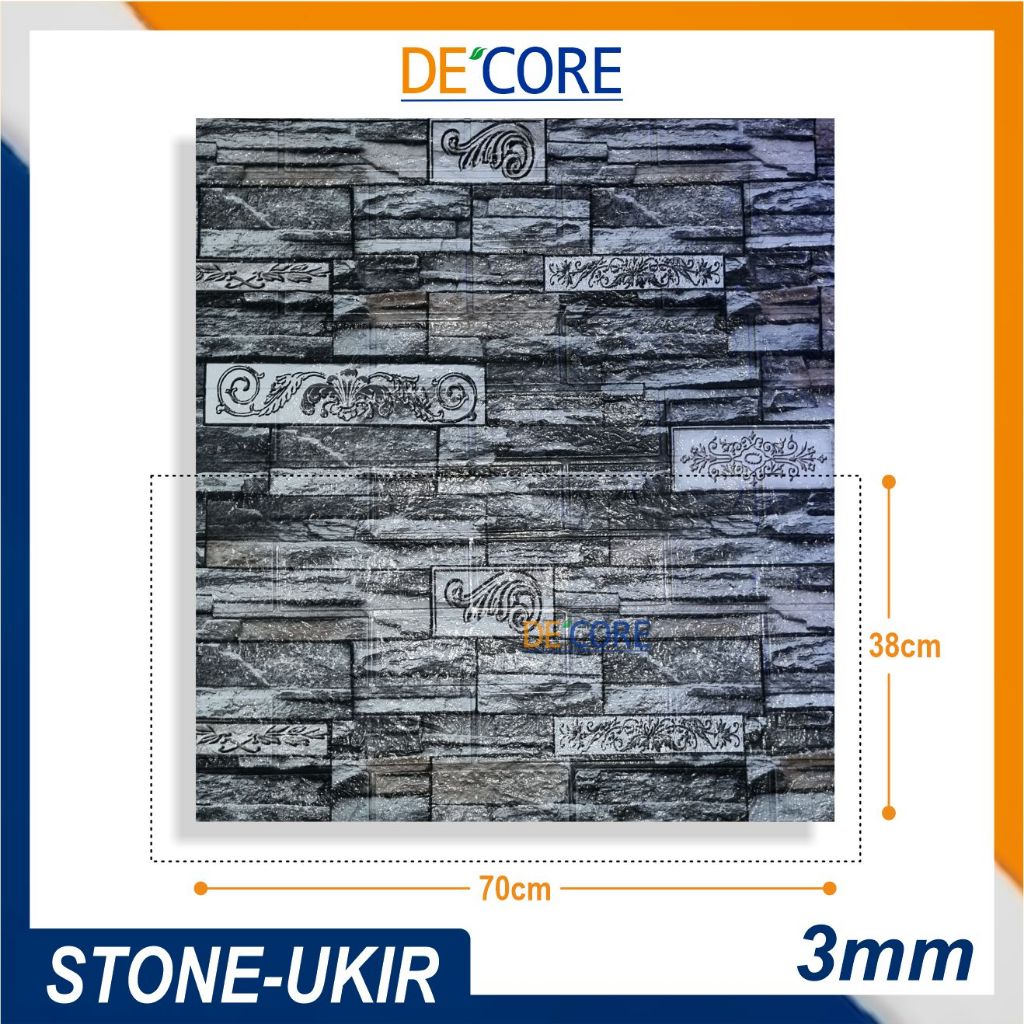Jual De'Core 10 Lembar Wallpaper Dinding Motif Batu Alam Wallfoam 70 CM ...