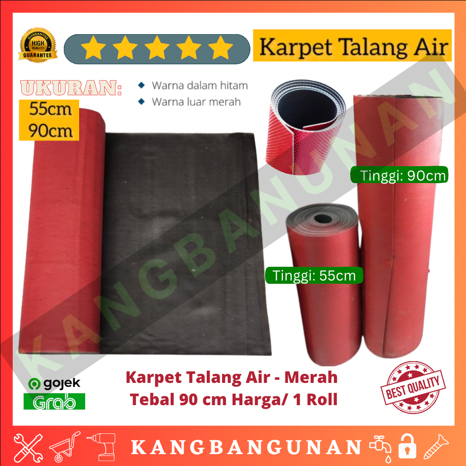 Jual Karpet talang Air Merah Hitam Tebal 90 cm Atap alas kandang 1 roll ...