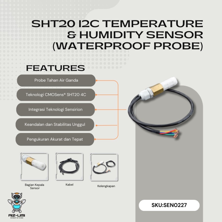 Jual DFRobot SHT20 I2C Temperature & Humidity Sensor (Waterproof Probe) | Shopee Indonesia