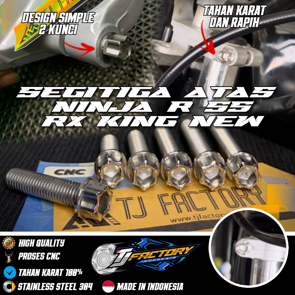 Jual 1 Set Baut Stainless CNC Segitiga Atas RX King New & NINJA SS R 2 kunci TJ Factory Handmade ...