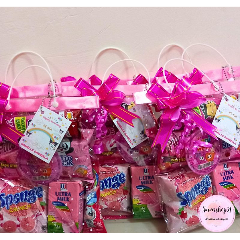Jual PAKET SNACK ULTAH TEMA PINK (FREE CARD) | Shopee Indonesia