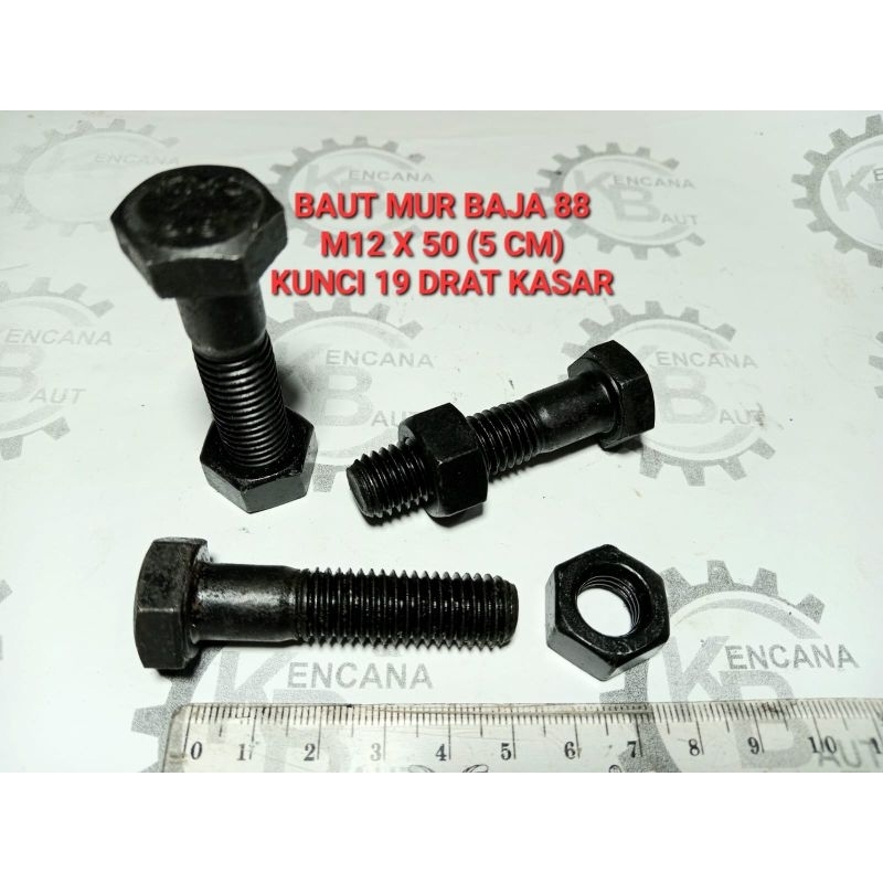 Jual BAUT MUR BAJA 88 M12 X 50 HITAM KUNCI 19 PANJANG 5 CM | Shopee Indonesia