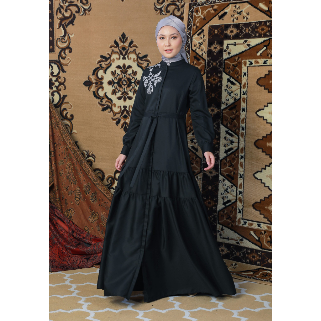 Jual ZOYA Qamarinza Dress Black - Baju Gamis Polos Pakaian Muslim ...