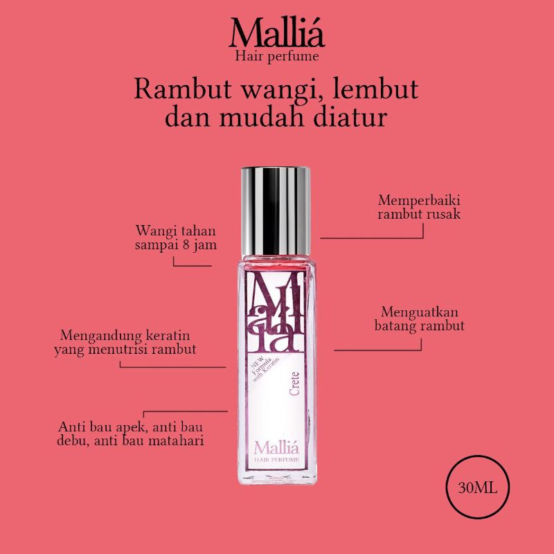 Jual NEW FORMULA Mallia Hair Perfume Crete dengan Keratin/ Parfum ...