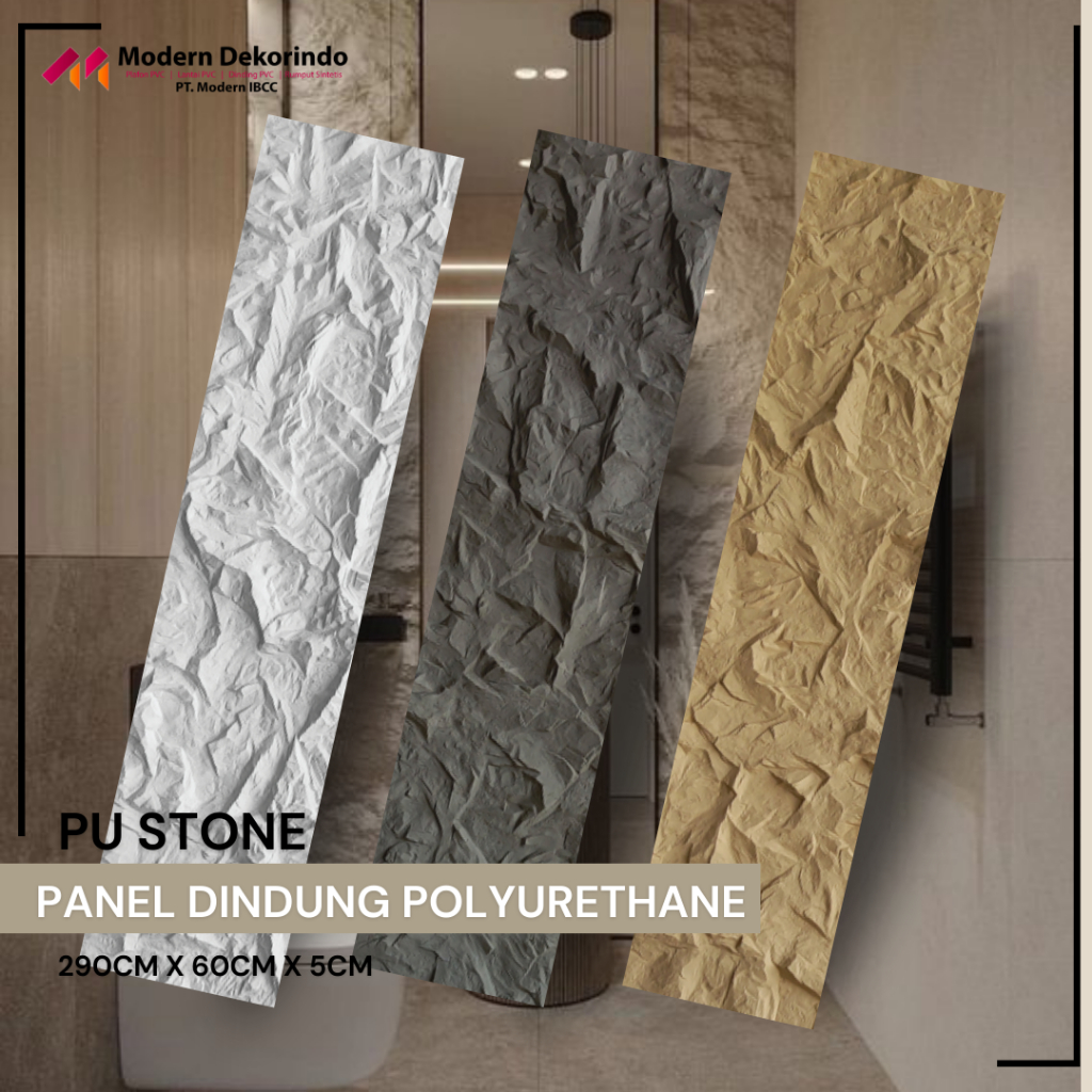 Jual PU Stone Rock Panel Dinding Batu Alam Polyurethane 290cm x 60cm x ...
