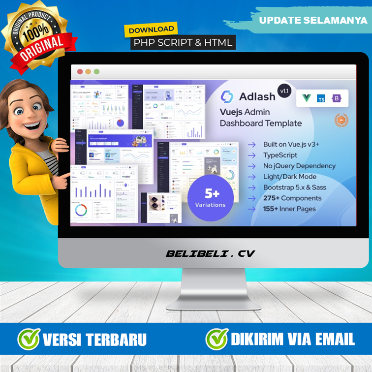 Jual Bootstrap 5 Adlash Vuejs Admin Dashboard Template Shopee Indonesia 