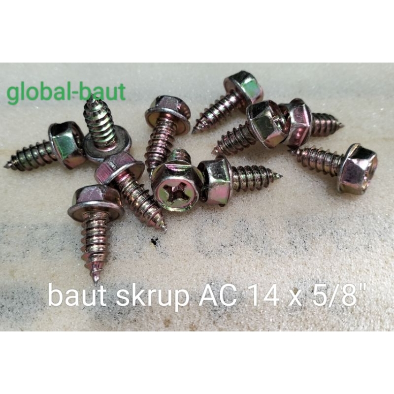 Jual baut skrup AC 14 x 5/8" kunci 10 ( 1 pcs ) | Shopee Indonesia